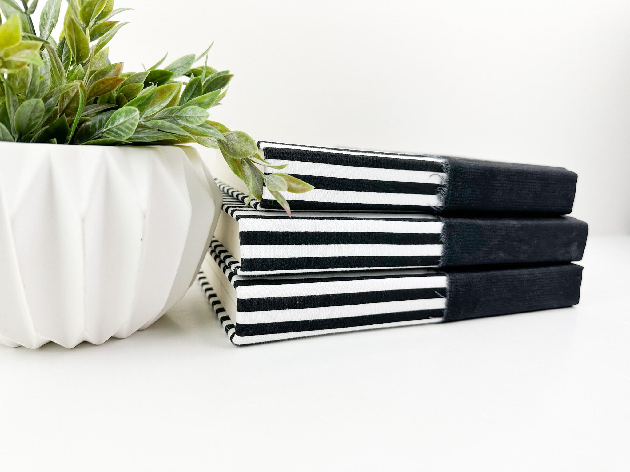 Black and White Fabric Covered Books (Set of Three) – Elements
