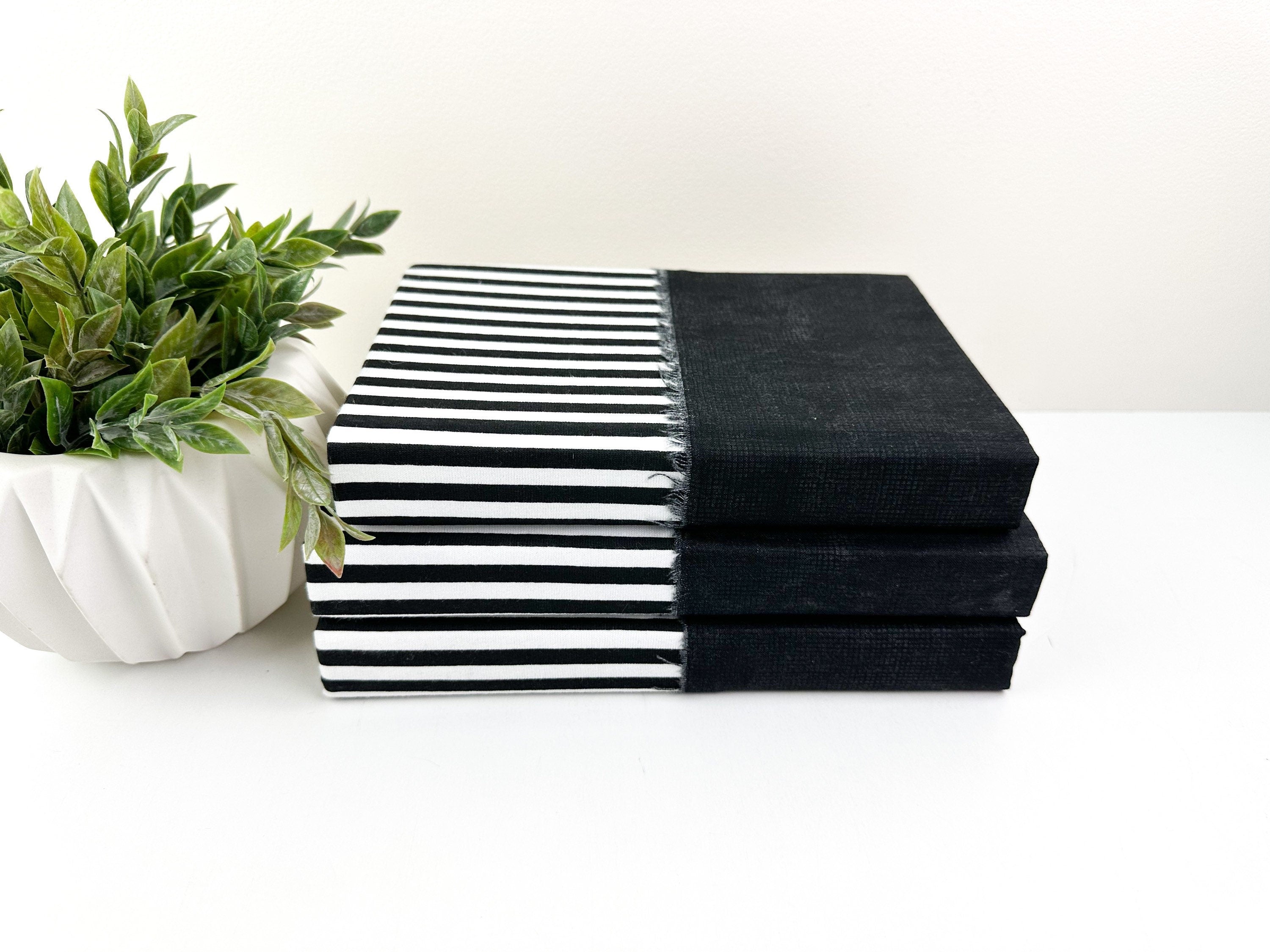 Black and White Fabric Covered Books (Set of Three) – Elements