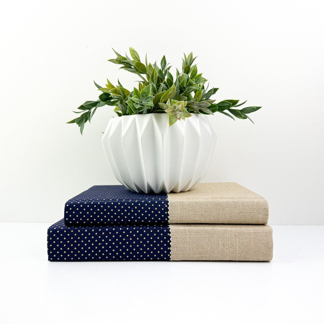 Fabric Wrapped Books for Shelf Decor (Set of Two) – Elements