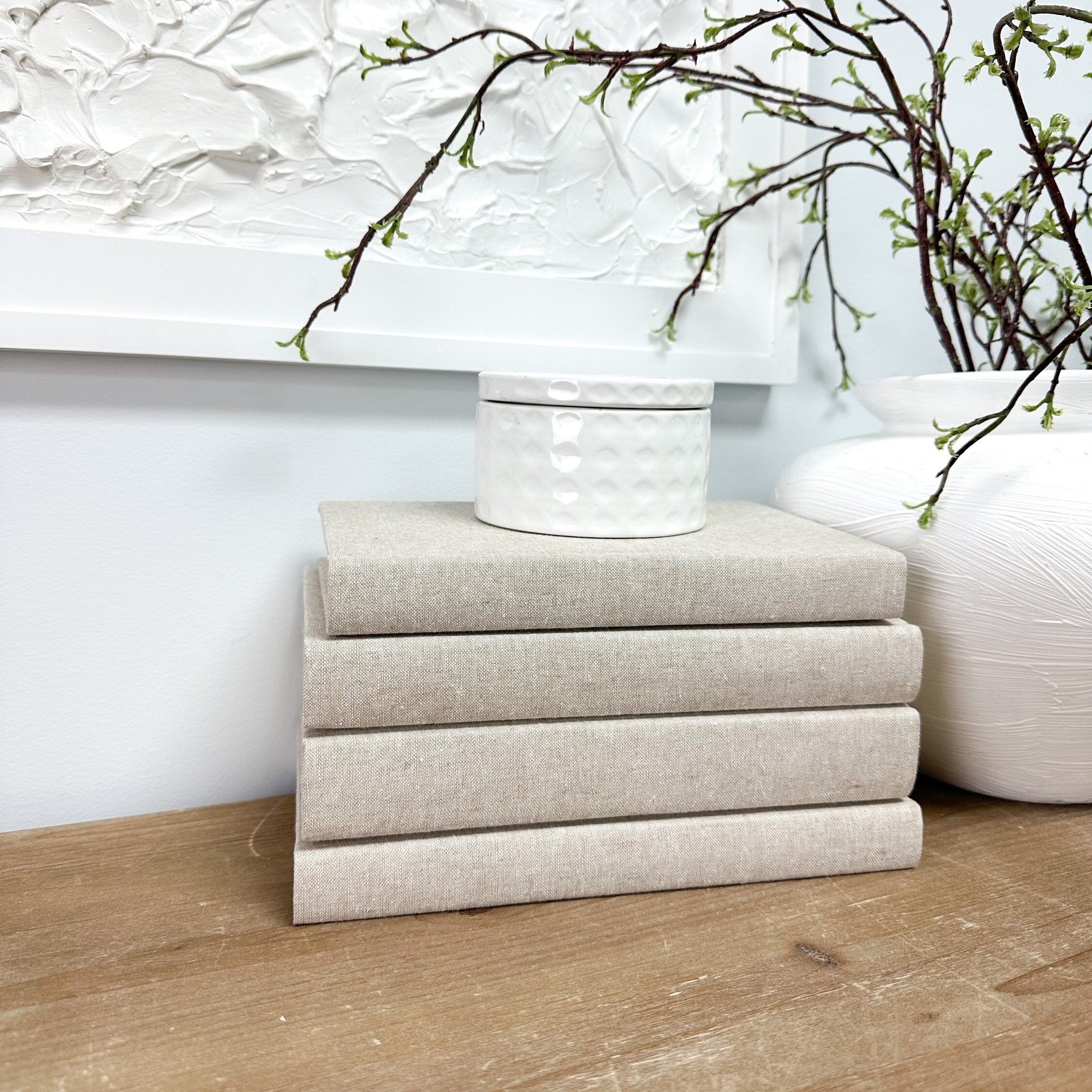 Flax Linen Covered Decorative Books – Elements