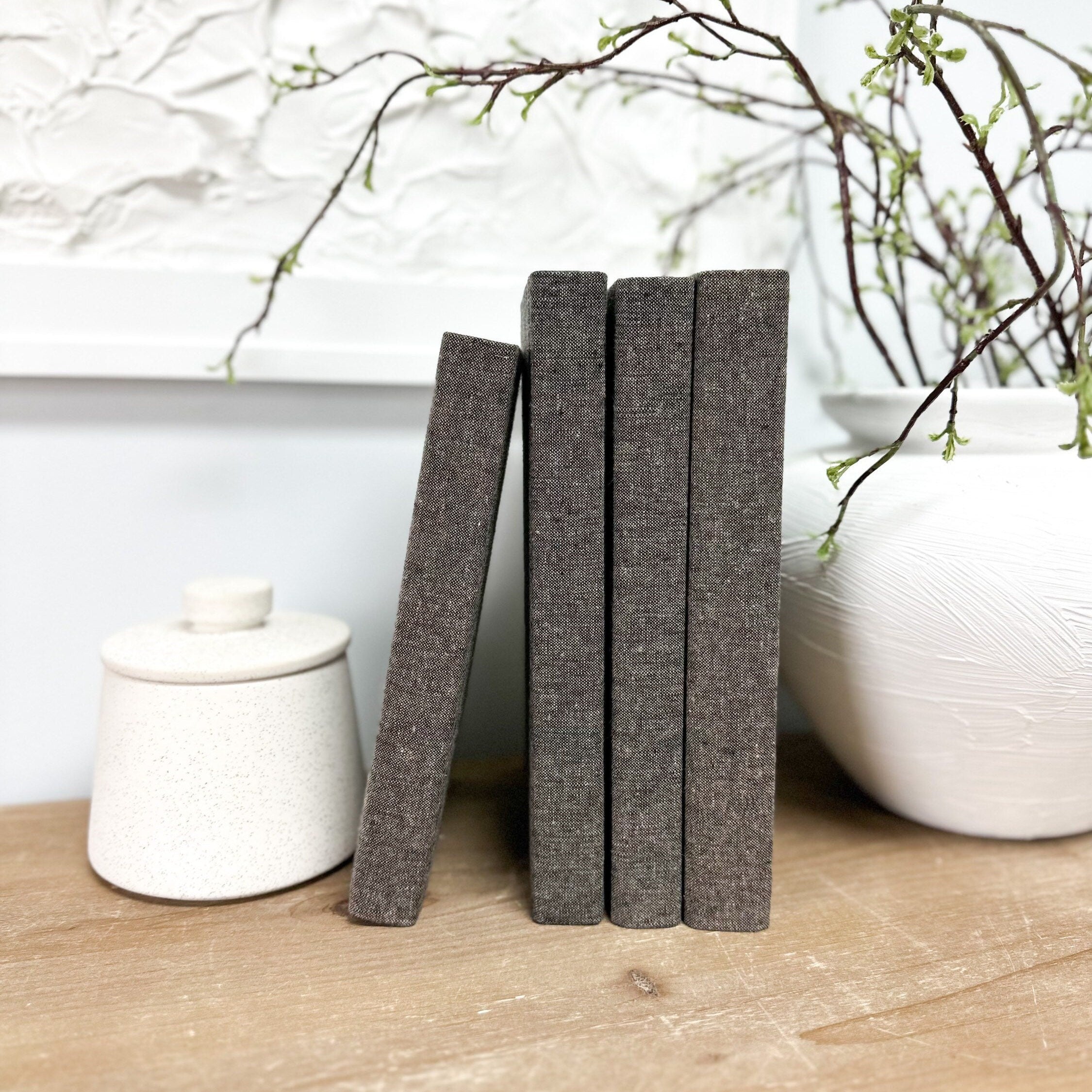 Espresso Linen Covered Decorative Books – Elements