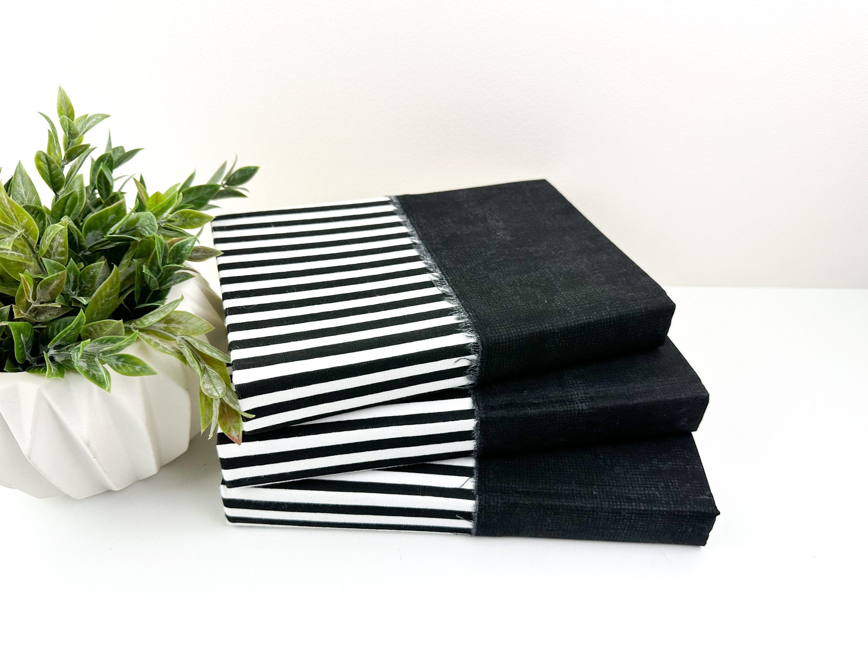 Black and White Fabric Covered Books (Set of Three) – Elements