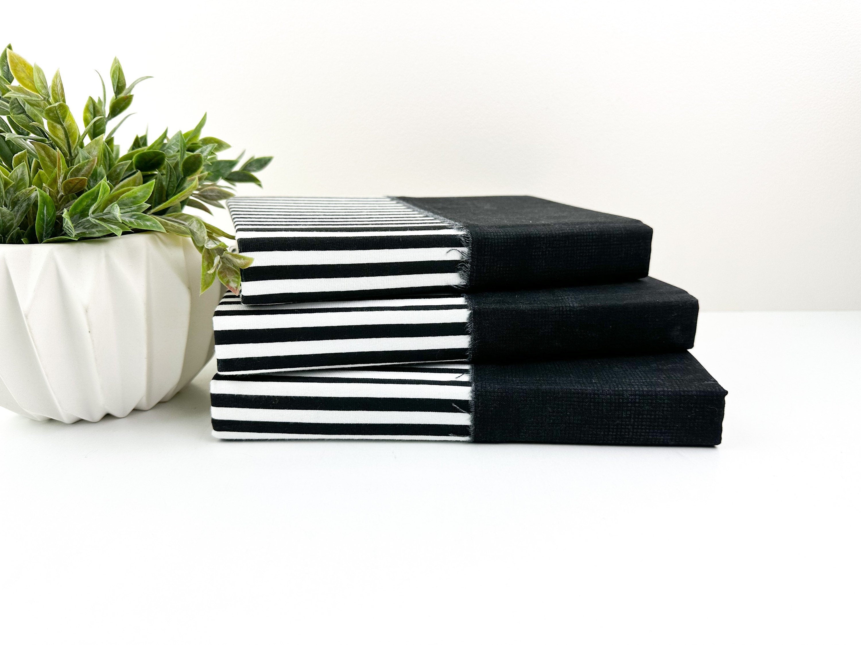 Black and White Fabric Covered Books (Set of Three) – Elements