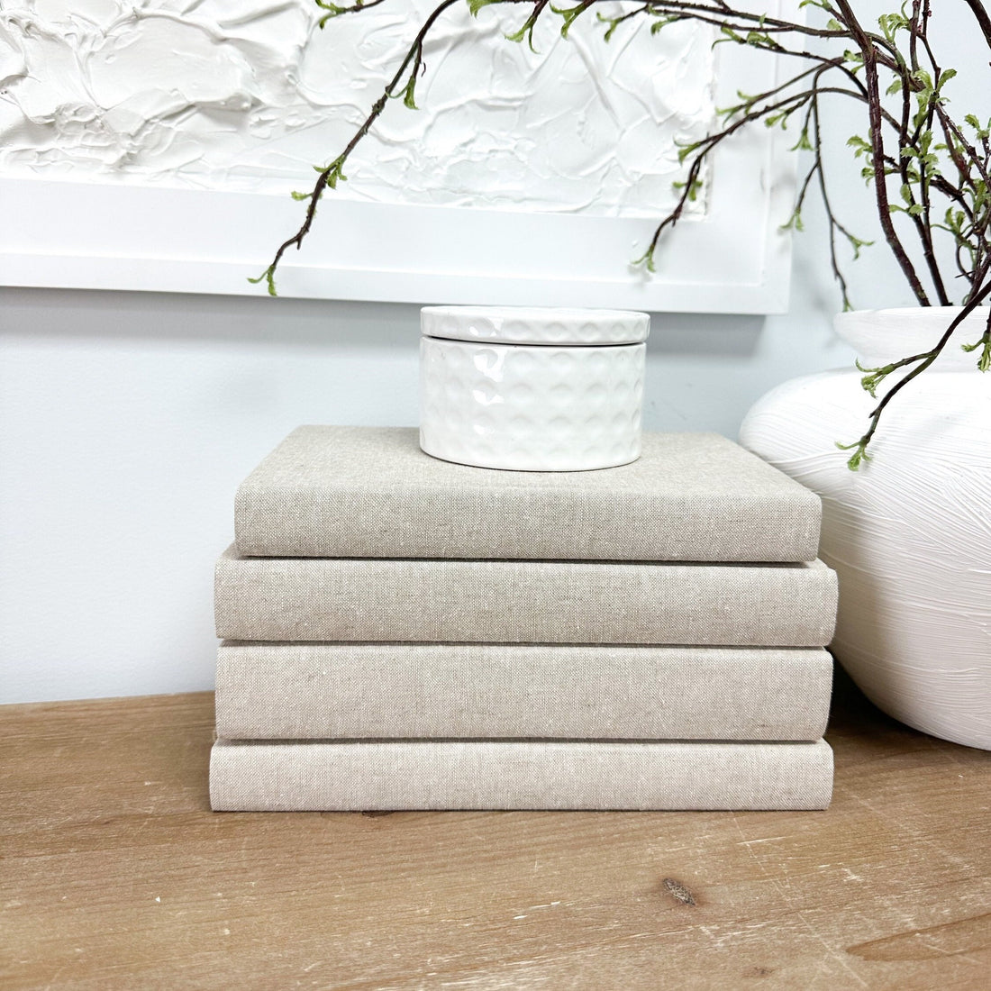 Flax Linen Covered Decorative Books – Elements
