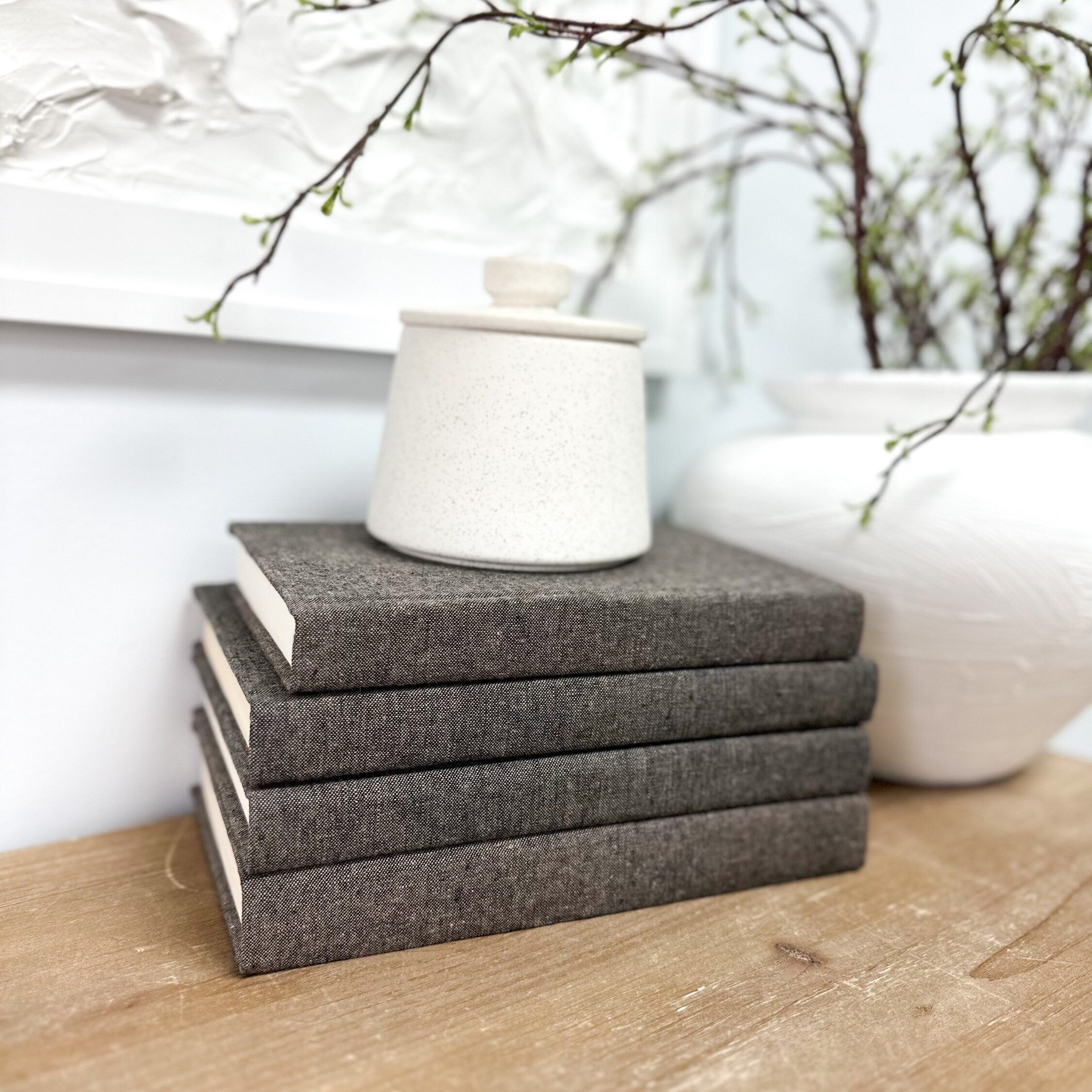 Espresso Linen Covered Decorative Books – Elements