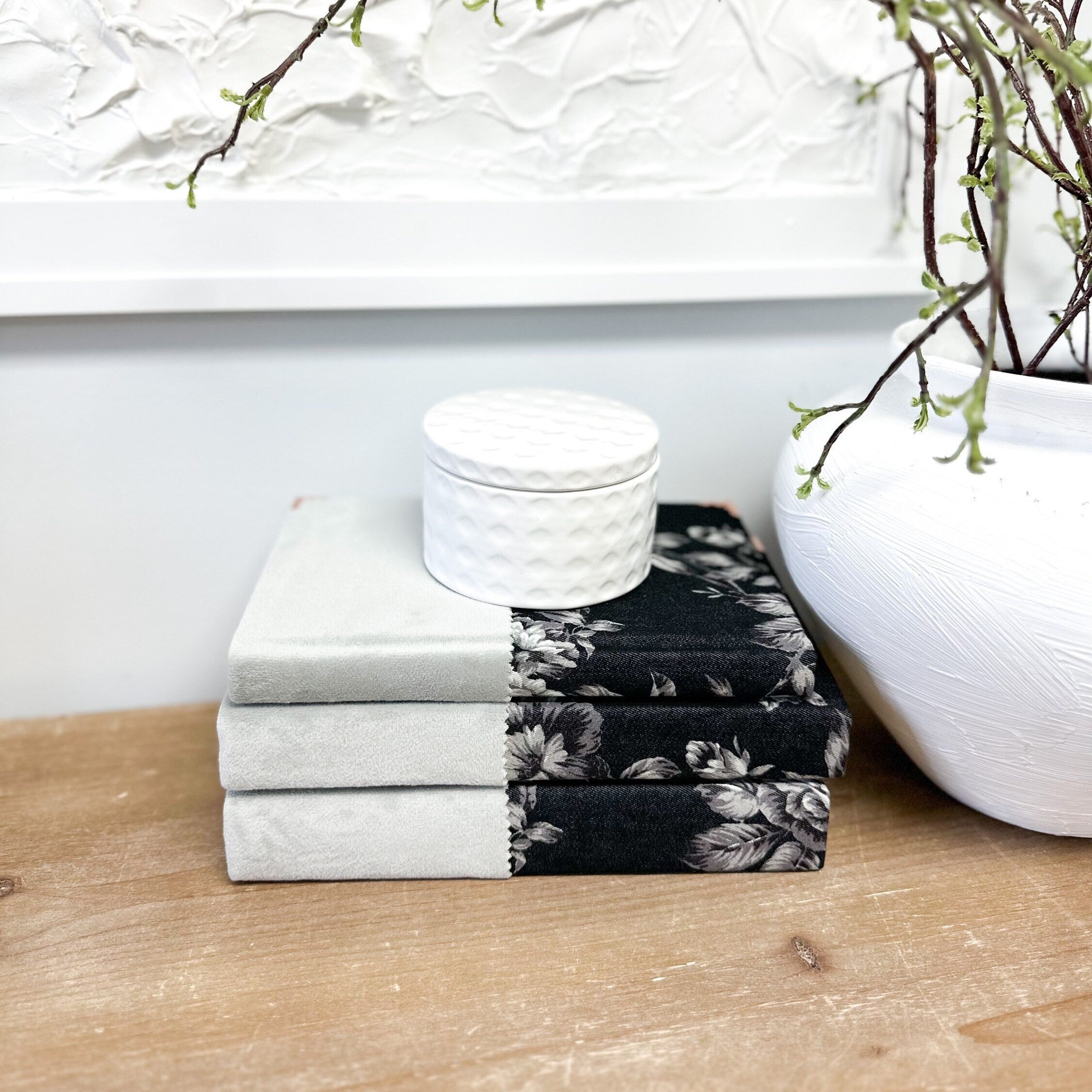 Linen Covered Books for Shelf Decor – Elements