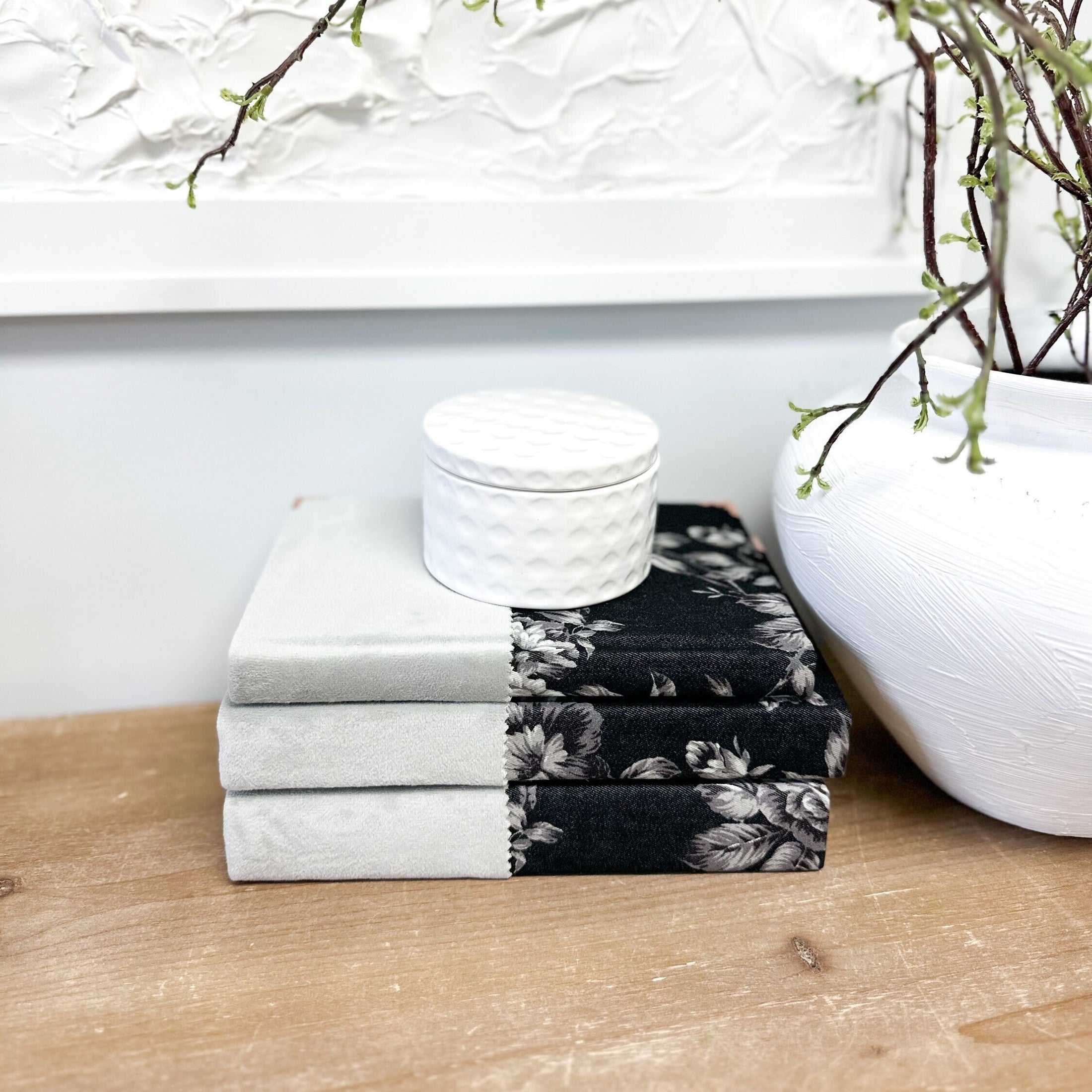 Linen Covered Books for Shelf Decor – Elements