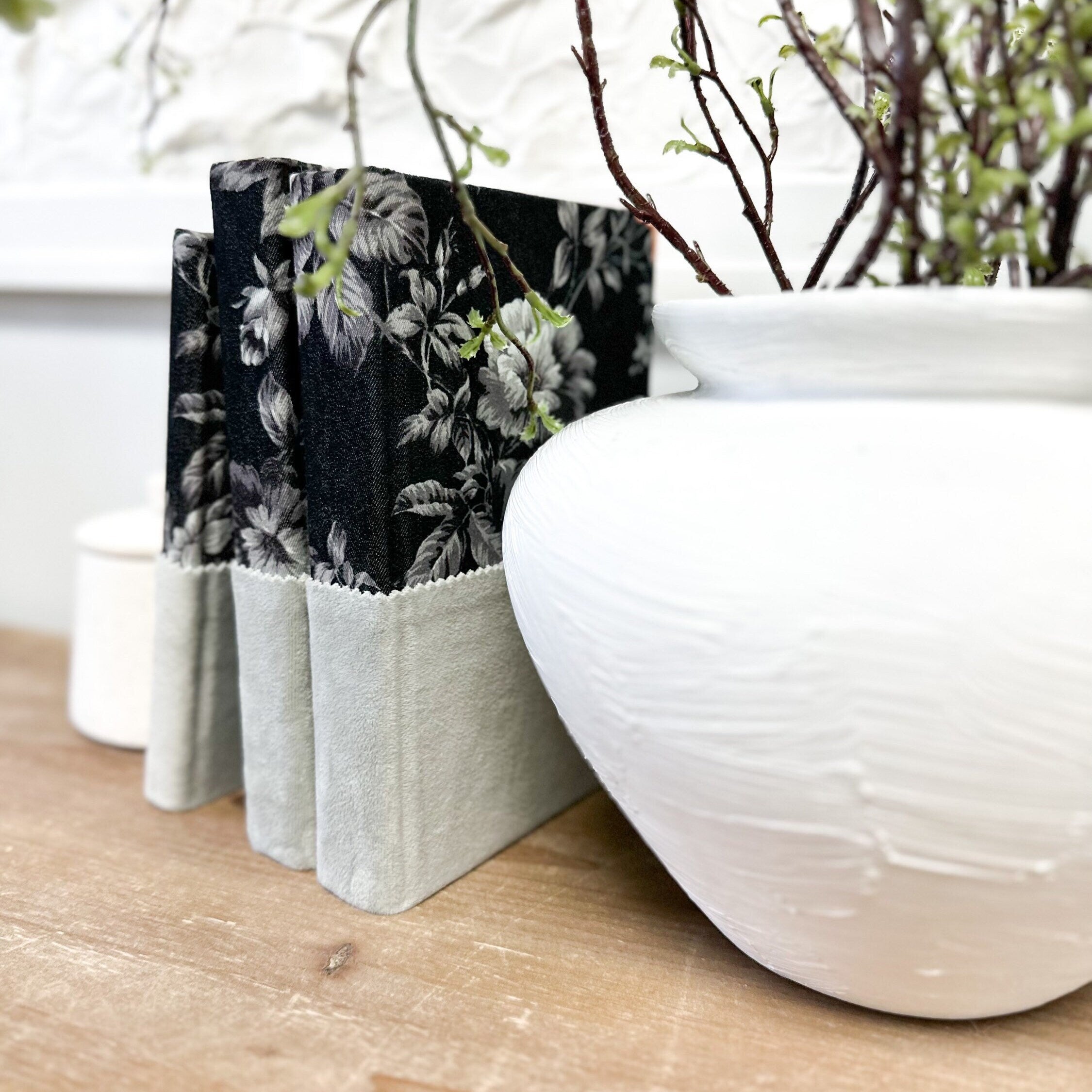 Linen Covered Books for Shelf Decor – Elements