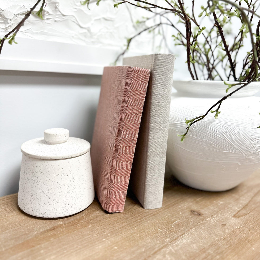 Linen Covered Books for Bookshelf Decor – Elements