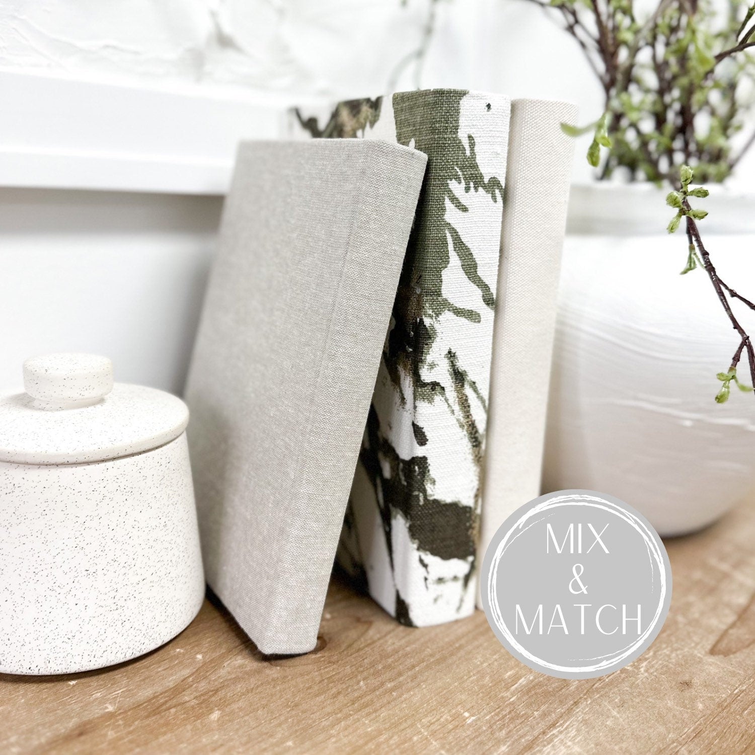 Fabric Wrapped Books for Shelf Decor – Elements