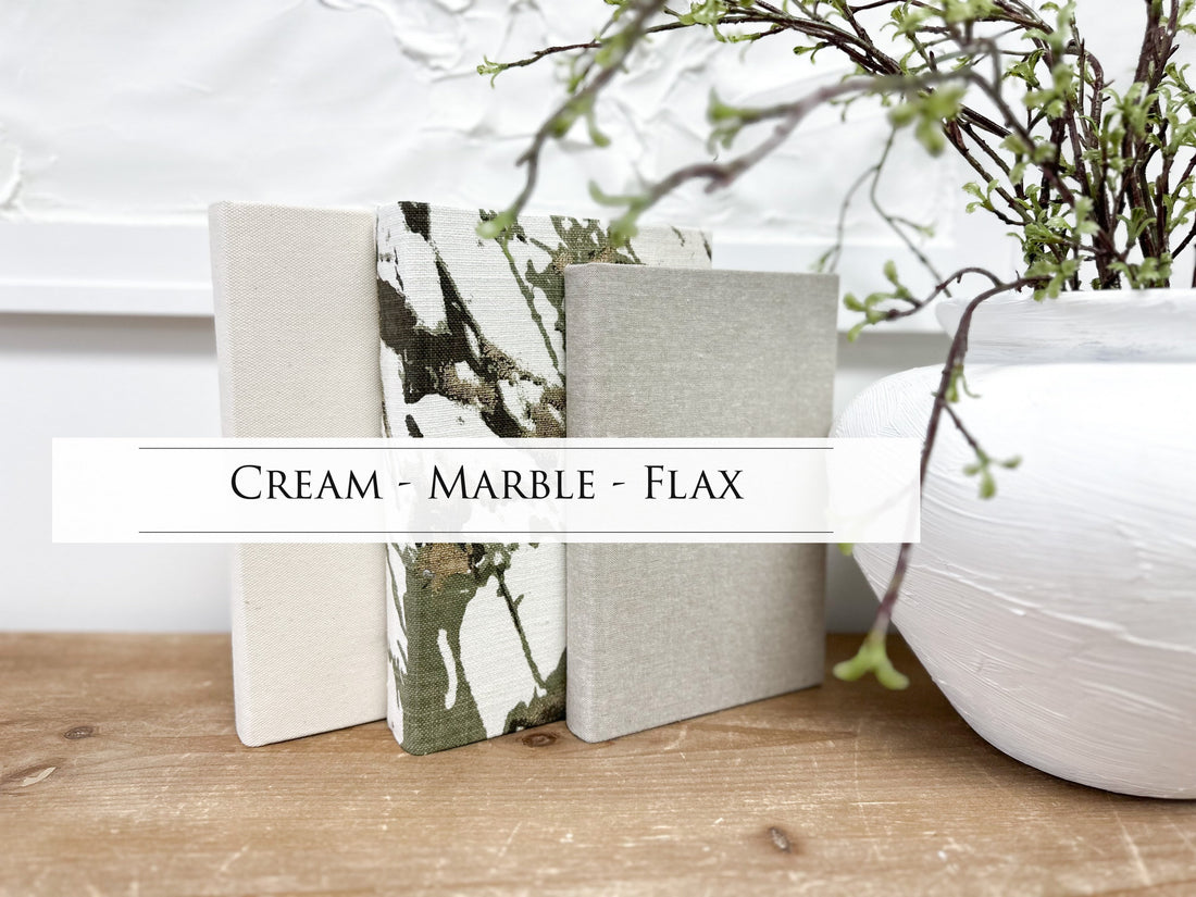 Fabric Wrapped Books for Shelf Decor – Elements