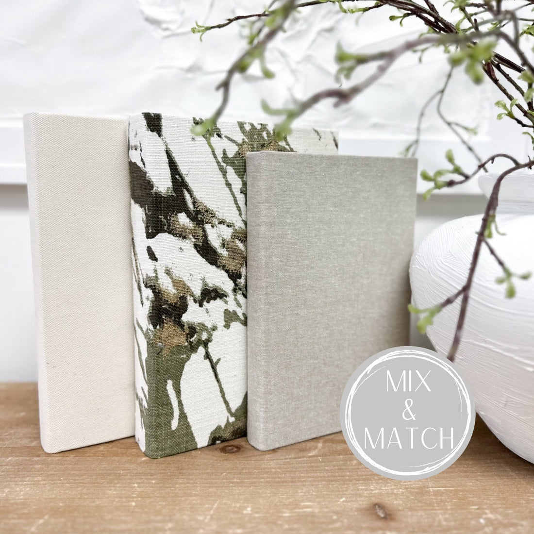 Fabric Wrapped Books for Shelf Decor – Elements